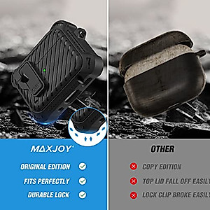 Maxjoy for AirPods Pro 2nd Generation Case Cover, AirPods Pro 2/ Pro Protective Case with Automatic Secure Lock Cover with Keychain Compatible with Apple Airpods Pro 2 2023 2022/Pro 2019, Black