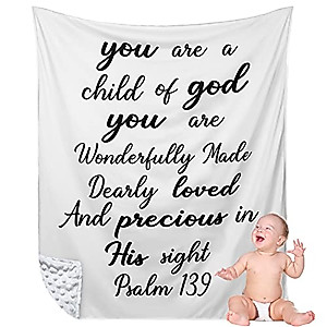 Christian Gift for Baby Plush Baby Blanket with Dotted Backing Baptism Blanket Scripture Quote Swaddle Bible Verse Blanket for Newborn Boy Girl Christening Godchild Gift, 30 x 40 Inch(Christian)