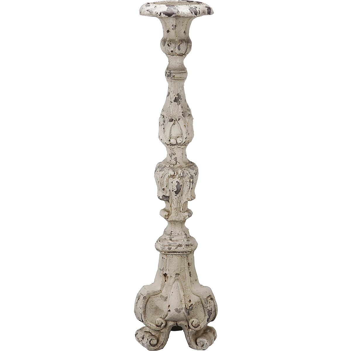 A&B Home Magnesia Candle Holder French Chic Garden Stone Candlestick, Antique White