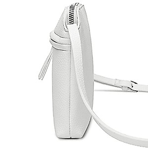 DAVIDJONES Top Zip Crossbody Bags for Women, Faux Leather Small Envelope Shoulder Bag Cell Phone Crossbody Purse with Long Strap-Ivory White Purse