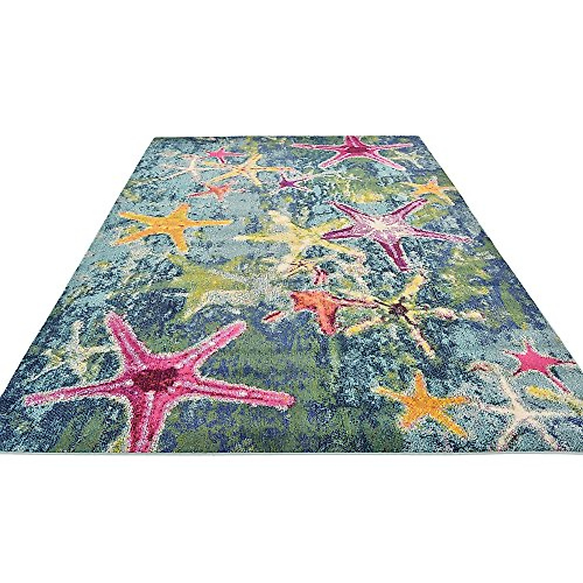 Unique Loom Positano Collection Coastal Modern Bright Colors Starfish Navy Blue Area Rug (8' x 10')