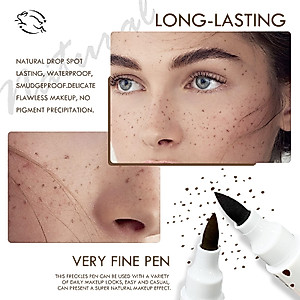 KYDA 2 Colors Freckle Pen,Natural Lifelike Freckle Makeup Pen Magic Freckle Color,Waterproof Longlasting Soft Dot Sopt Pen,for Natural Effortless Sunkissed Makeup-Dark Brown&Light Brown