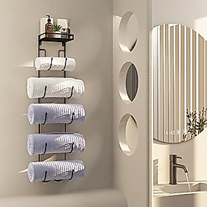 SODUKU Wall Mount Metal Wine/Towel Rack with Top Shelf