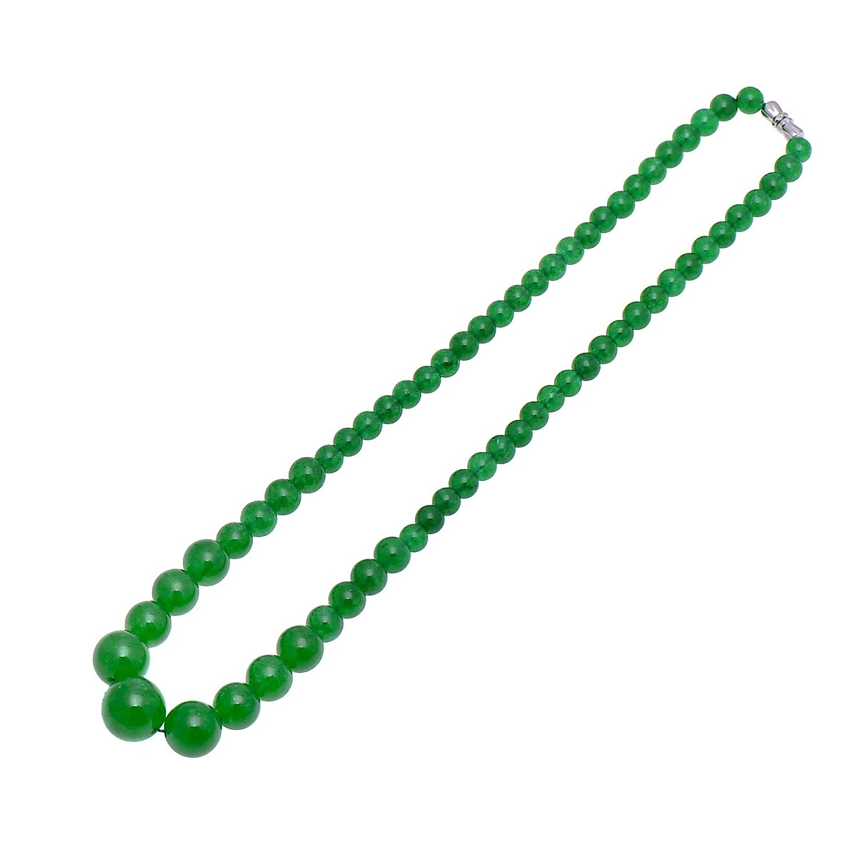 Paialco Women's Graduated Necklace Strand Chalcedony Emerald Green Beads 6-14MM, 18 Inches