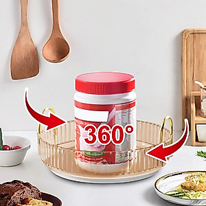 GTI Lazy Susan Organizer, 360 °Rotating Removable Lazy Susan with Handles, Lazy Susan Turntable for Cabinet, Table, Pantry, Kitchen, Countertop, Bathroom, Gold (1 Tier)