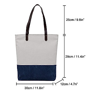 Embroidered Monogram Name Duotone Blue Women Casual Canvas Shoulder Bags Bag Messenger Bag Zipper Tote Bags