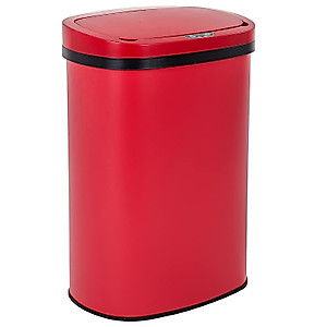 BSTOPHKL 13 Gallon Touchless Trash Can for Kitchen, Automatic Garbage Cans Stainless Steel 50 Liter Waste Bin（Red）