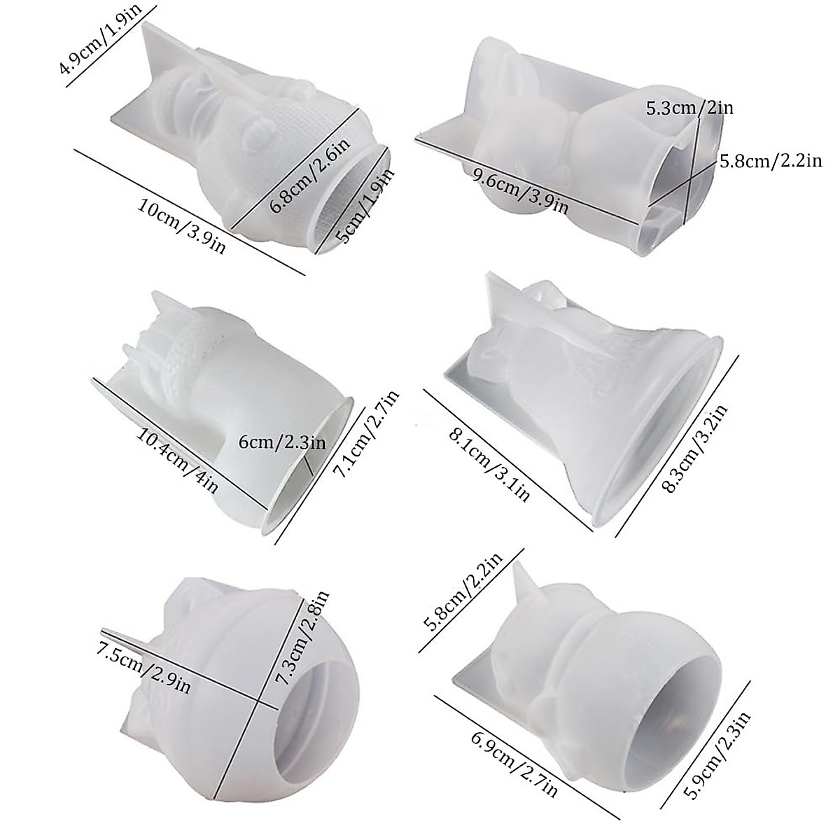 6Pcs Christmas Candle Molds,Christmas Snowman Silicone Molds Jingle Bell Bells Resin Molds Christmas Sock Resin Mold Santa Claus Elk Deer Silicone Mold for Xmas Candle Making Craft Supplies Home Decor