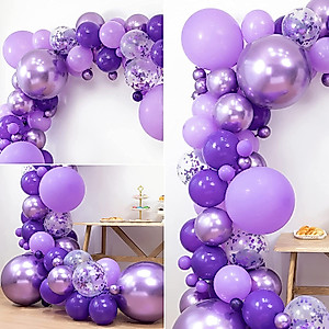 62pcs Metallic Purple Latex Balloons Various Sizes Chrome Balloon 12/10/5 inch Helium Balloon Perfect for Party Birthday Valentines Baby Shower Bridal Shower Wedding Anniversary Balloons