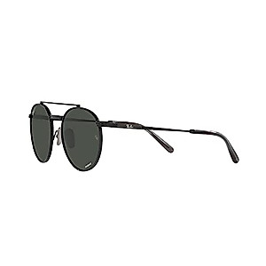 Ray-Ban RB8237 Round II Titanium Sunglasses, Black/Polarized Dark Grey, 53 mm