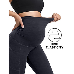 Heathyoga Maternity Leggings with Pockets - Pregnancy Yoga Pants for Women's Workout