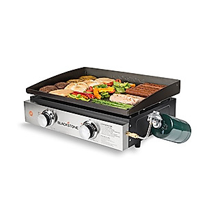 Blackstone Tabletop Griddle, 1666, Heavy Duty Flat Top Griddle Grill Station for Camping, Camp, Outdoor, Tailgating, Tabletop – Stainless Steel Griddle with Knobs & Ignition, Black, 22 inch