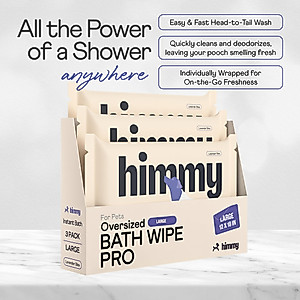 Himmy Large Pet Wipes for Dogs and Cats - 12" x 18" Bath Wipes for Cleaning, Deodorizing, Conditioning, Anti-Itch Grooming, Wet Dog Wipes for Paws, Butt, Ear, Eye, Whole Body Fresh Lemon