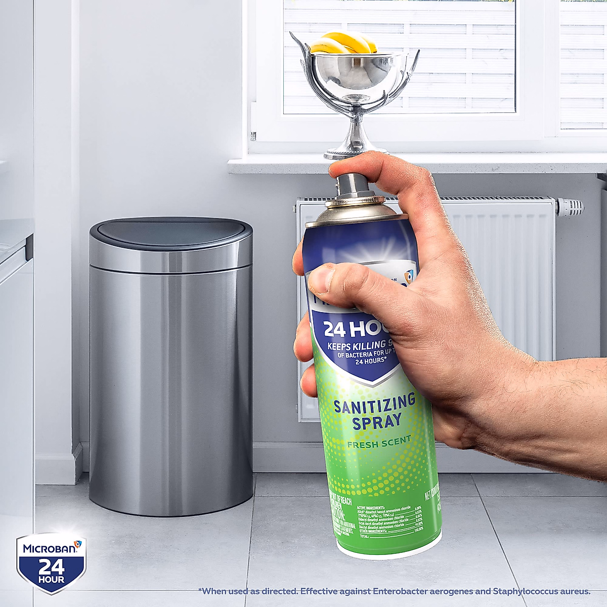 MICROBAN Disinfectant Spray, 24 Hour Sanitizing and Antibacterial Spray, Sanitizing Spray, Fresh Scent, 2 Count (15oz Each)