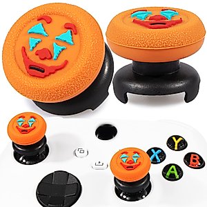 Playrealm FPS Thumbstick Extender &Texture Rubber Silicone Grip Cover 2 Sets for Xbox Series X/S & Xbox One Controller(Joker Orange)