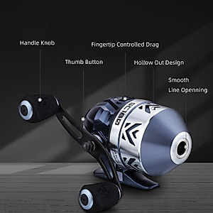 RUNCL Spincast Fishing Reel, Upgrade No-Rust Push Button Casting Design, 4.0:1 Gear Ratio, 17.5 LB Max Drag, Reversible Handle for Left/Right, includes Monofilament Line, Gift for Fishing Lover