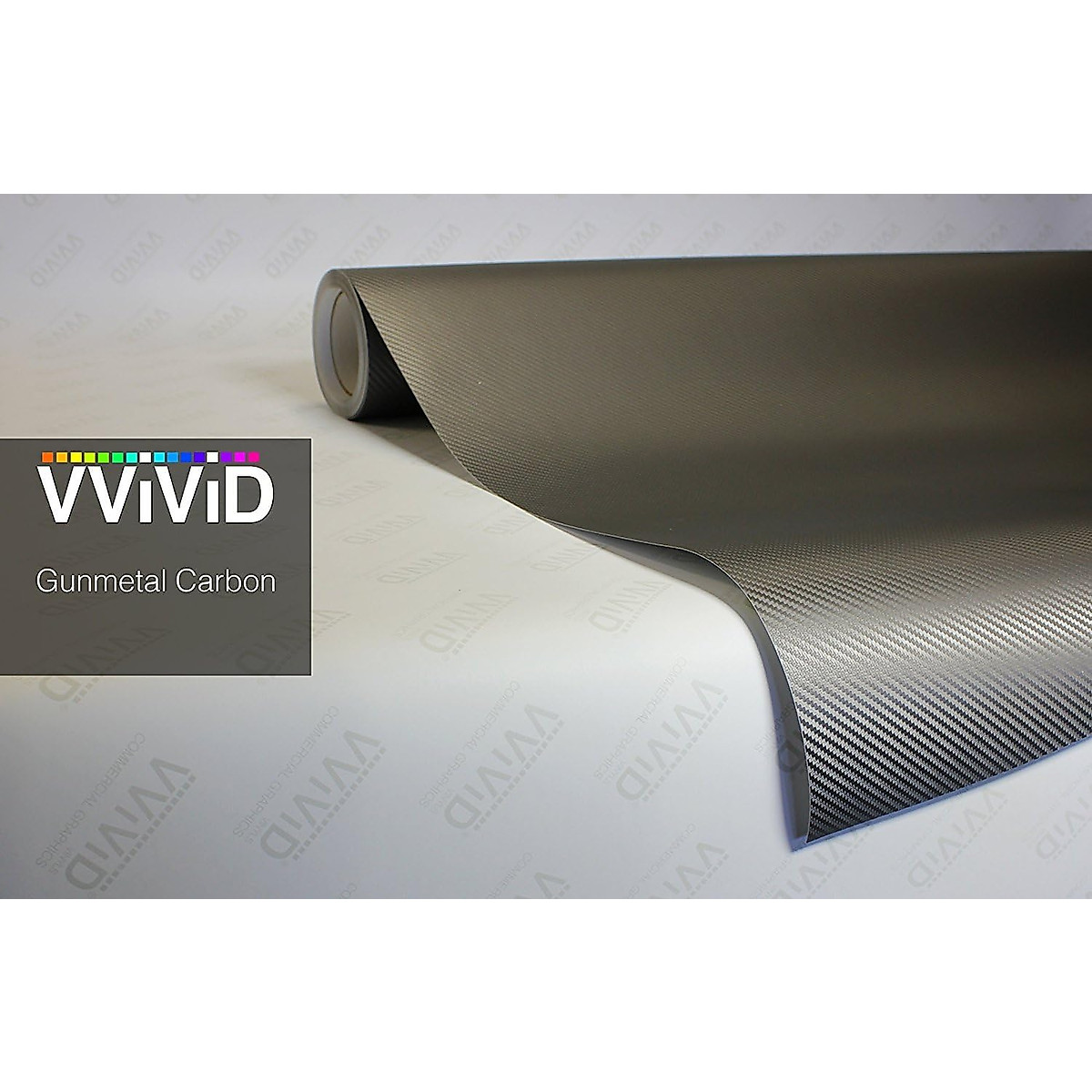 VViViD XPO Gunmetal Grey Carbon Fiber 5 Feet x 1 Foot Car Wrap Vinyl Roll with Air Release Technology