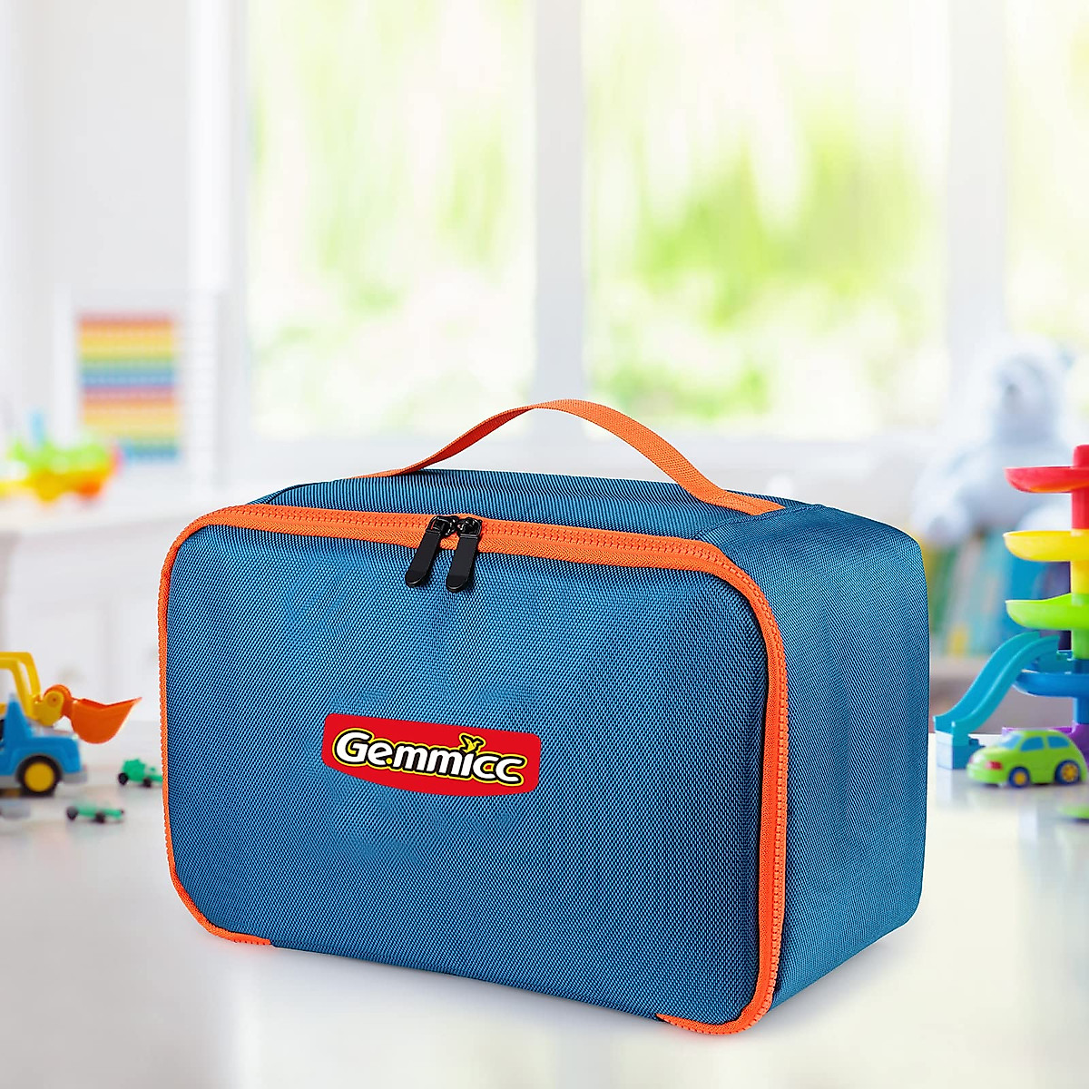 Gemmicc Toy Carry Case,Magnetic Tiles Storage Bag, Water Resistant Oxford Cloth Organizer, Box Storage Bin for Playroom, Classroom,Home Organization(Blue)