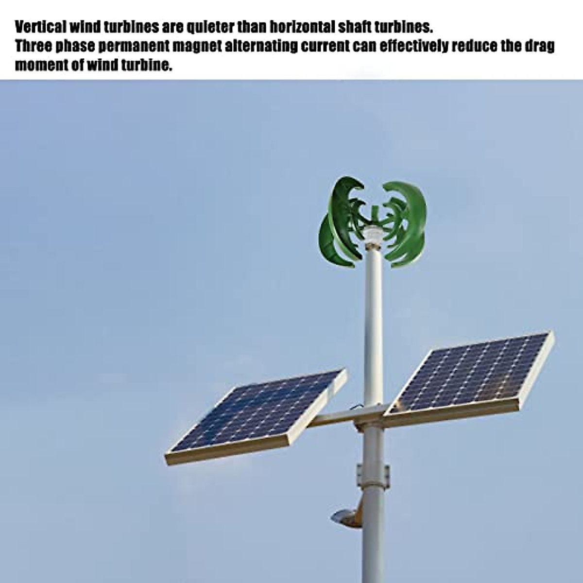 Wind Turbine Generator Kit, Silent Rotation No Shake Wind Turbine Generator Vertical Shaft 3 Phase Permanent Magnet 24V 12V for Marine(#4)