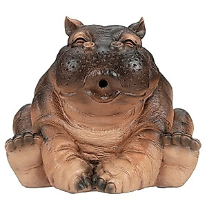 Design Toscano EU35009 Hanna The Hippo African Decor Piped Pond Spitter Statue Water Feature, full color