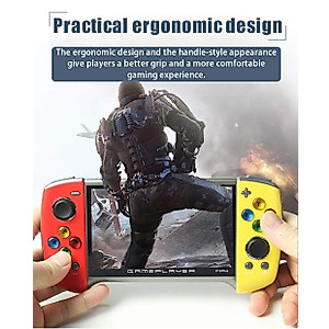 CZT New 5.1-inch Handheld Game Console Built-in 9100 Games Multiple simulators Game can be archived mp3/mp4 DV/DC E-Book Recorder Rechargeable Lithium Battery (Yellowred)