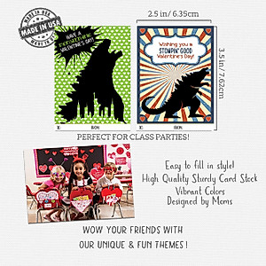 Silly Goose Gifts Monster Zilla Themed Valentines Day Card for Kids School Classroom Exchange (Set of 24) Sharing Gift Giving Valentine's Children