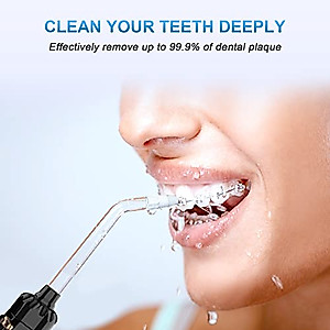 Water Flosser for Teeth Cleaning, Professional Water Dental Flosser Oral Irrigator with 10 Pressure Levels and 8 Jet Tips, 600ML Waterproof Electric Power Dental Flossers for Braces, Black