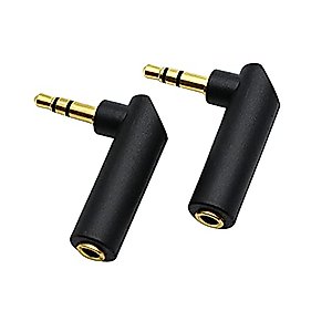 3.5mm Angle Male to Female Audio Adapter, 90 Degree Right Angle Gold-Plated TRS Stereo Jack Plug AUX Connector Compatible with Headset, Tablets, MP3 Players, Game Controller, Speakers(2 Pack)