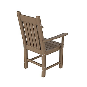 WestinTrends Malibu Classic Outdoor Dining Chairs with Arms, All Weather Poly Lumber Adirondack Patio Chairs Restaurant Bistro Chairs Support 350 LBS, Arched Backrest and Curved Seat, Weathered Wood