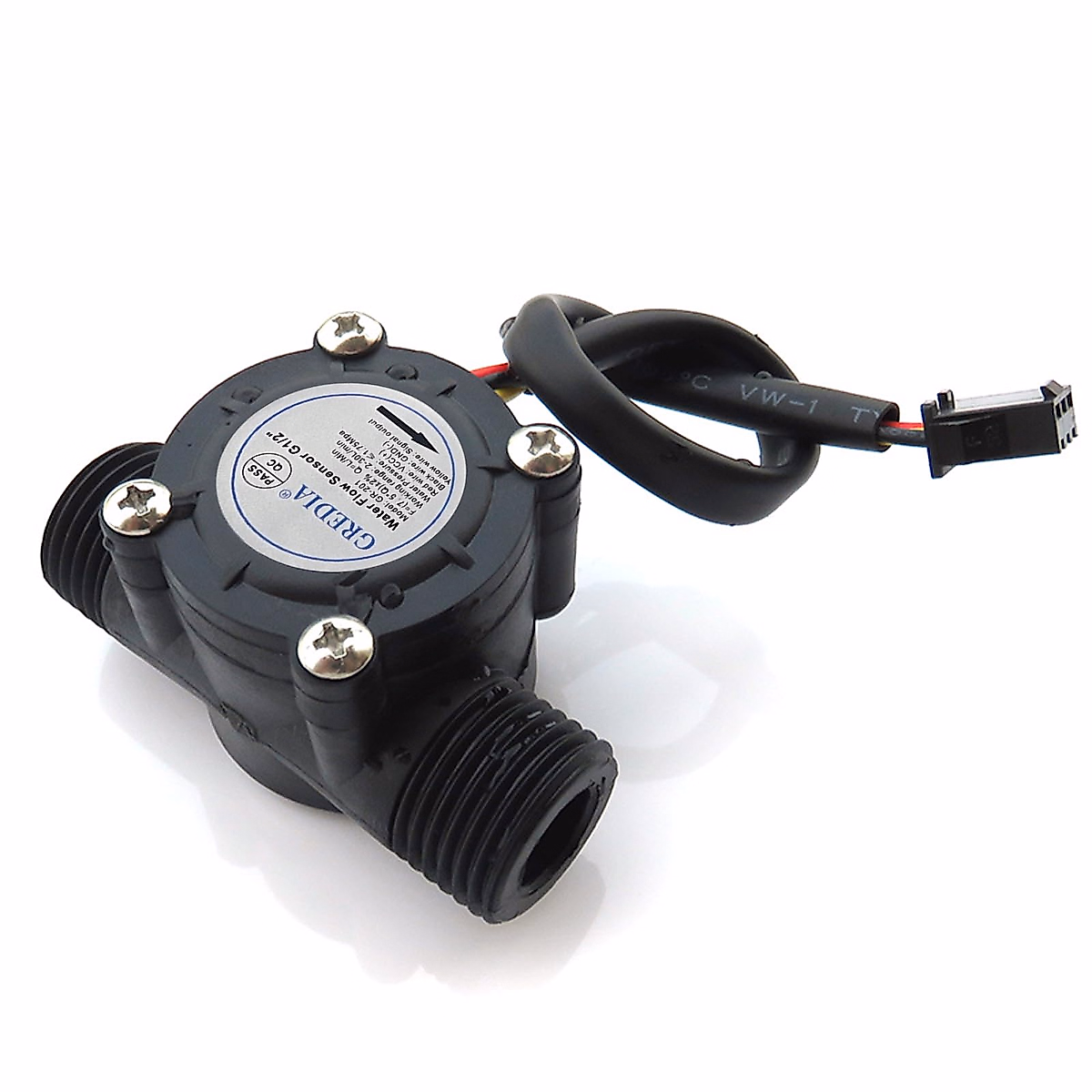 GREDIA 1/2" Water Flow Sensor Food-Grade Switch Hall Effect Flowmeter Fluid Meter Counter 1-30L/min