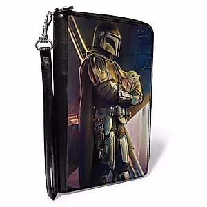 Buckle-Down Women's PU Zip Around Wallet Rectangle-Star Wars The Child, 7.5"x4.5"