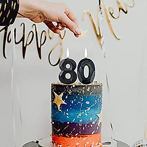 80th Birthday Candles for Cake - Number 80 & 8 & 0 Birthday Candles and Glitter Star Birthday Candles 2 Inch 3D Diamond Shape Number Candles for Birthday Party Anniversary Kids Adults(Gold)