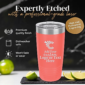 Personalized Tumbler with Your Text or Logo, Custom Stainless Steel Travel Mugs, Engraved Coffee Mugs with Lid, Double Wall Insulated, Personalized Bulk Pack, Christmas Birthday Gifts (20oz, 12 count)