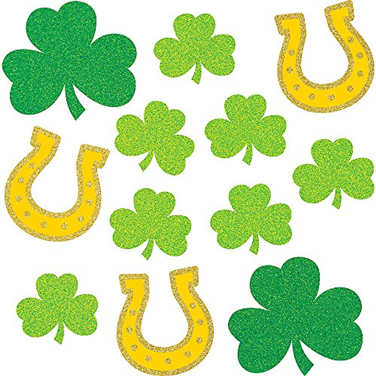 Creative Converting 328280, St. Patrick's Day Assorted Glitters Paper Cutouts Decoration, 12 Ct, Green/Gold