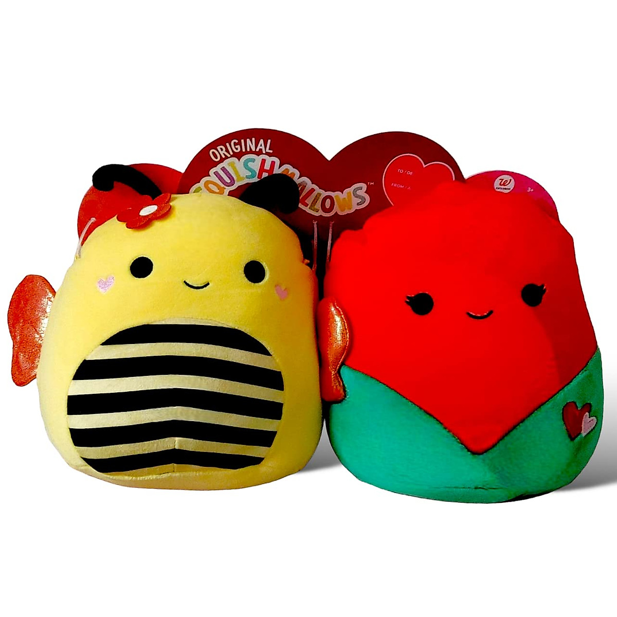 Squishmallows Official Kellytoy Perfect Pair 8 Inch Sunny Bee and Walsh Rose Plush - 2023 Valentine’S Squad Set of 2 Stuffed Animal Toy