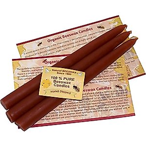 Holy Land Market 100% Beeswax 7-Hour Candles Organic Hand Made, 3/4 Inch Diameter Tappers (Set of Three Candles)