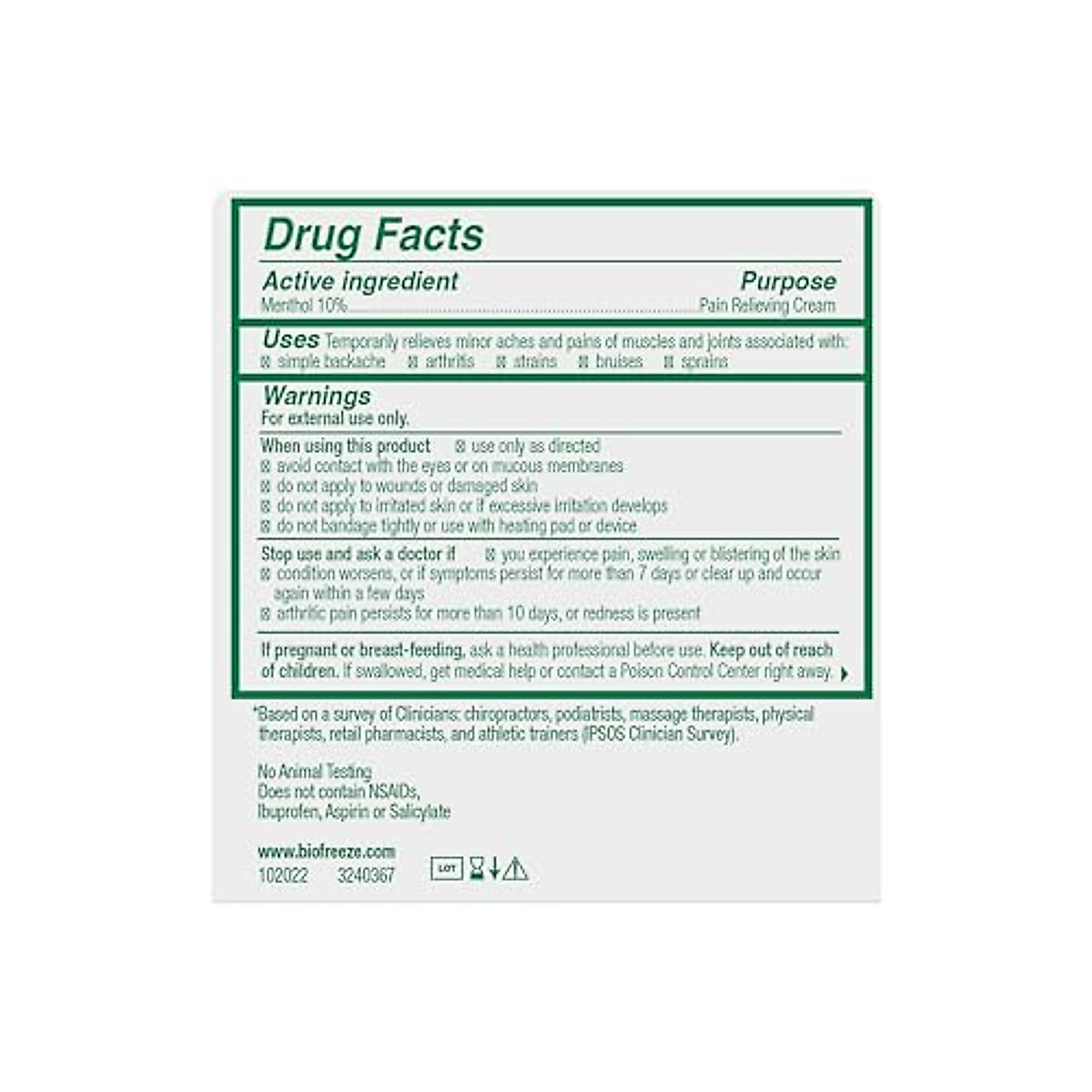 Biofreeze Pain Relief Cream, Knee & Lower Back Pain Relief, Sore Muscle Relief, Neck Pain Relief, Shoulder Pain Relief, Muscle Recovery, FSA Eligible, 3 OZ Biofreeze Menthol Cream