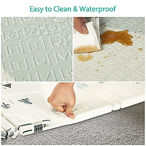 FLAGAV Baby Play Mat, 79x71x0.6 Inch Extra Large Folding Baby Crawling Mat, Waterproof Reversible Playmat Foam Non Toxic Anti-Slip Portable Kids Play Mat for Infant, Toddler