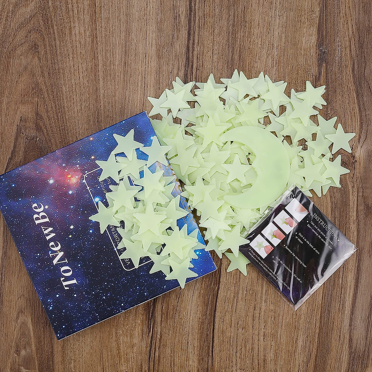 Glow in The Dark Stars with Moon,Wall Stickers for Kids,200 Stars with 1 Moon,300 Stickers