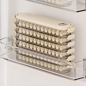 Fridge Storage Boxes With Lids, Dumpling Box Refrigerator Organizer Stackable Storage with Lids, Portable Multi Layer Quick Frozen Food Storage Container for Kitchen Fridge (transparent, 6 layer)