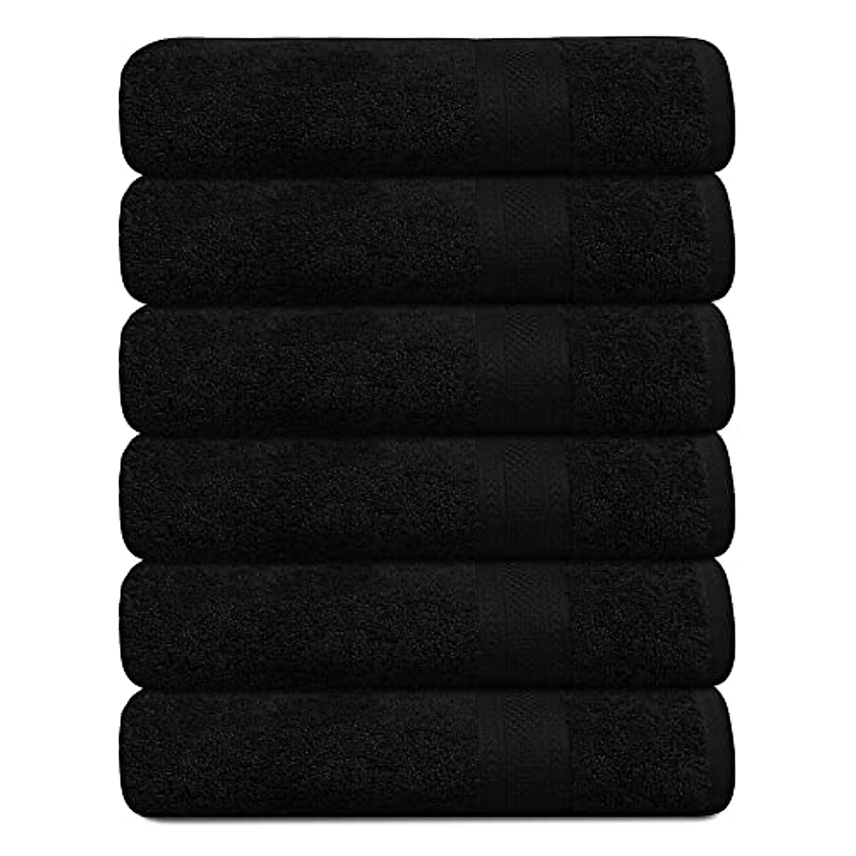 Monark Linen Bath Towel Black 24x48 Pack of 6 Bath Towel Set, Cotton Terry Towels for Bathroom, Quick Dry, Lightweight, Highly Absorbent, Soft Feel, Pool, Spa, Gym, Hand Towel for Daily Use