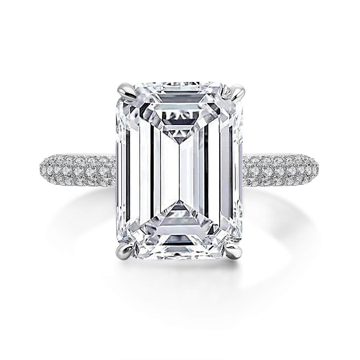 AINUOSHI 6 Carats Emerald Cut Cubic Zirconia CZ Rhodium Plated/Rose Gold Sterling Silver Simulated Diamond Wedding Engagement Ring