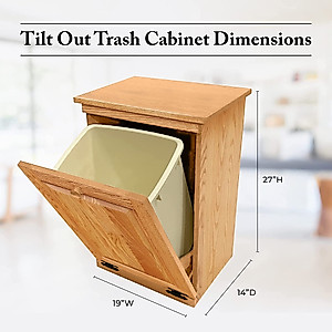 Peaceful Classics Tilt Out Trash Cabinet- Amish Handcrafted Wooden Pull Out , Decorative Trash Bin Cabinet for Kitchen, Bedroom, & Home Patio, Laundry Hamper Cabinet, Golden Oak