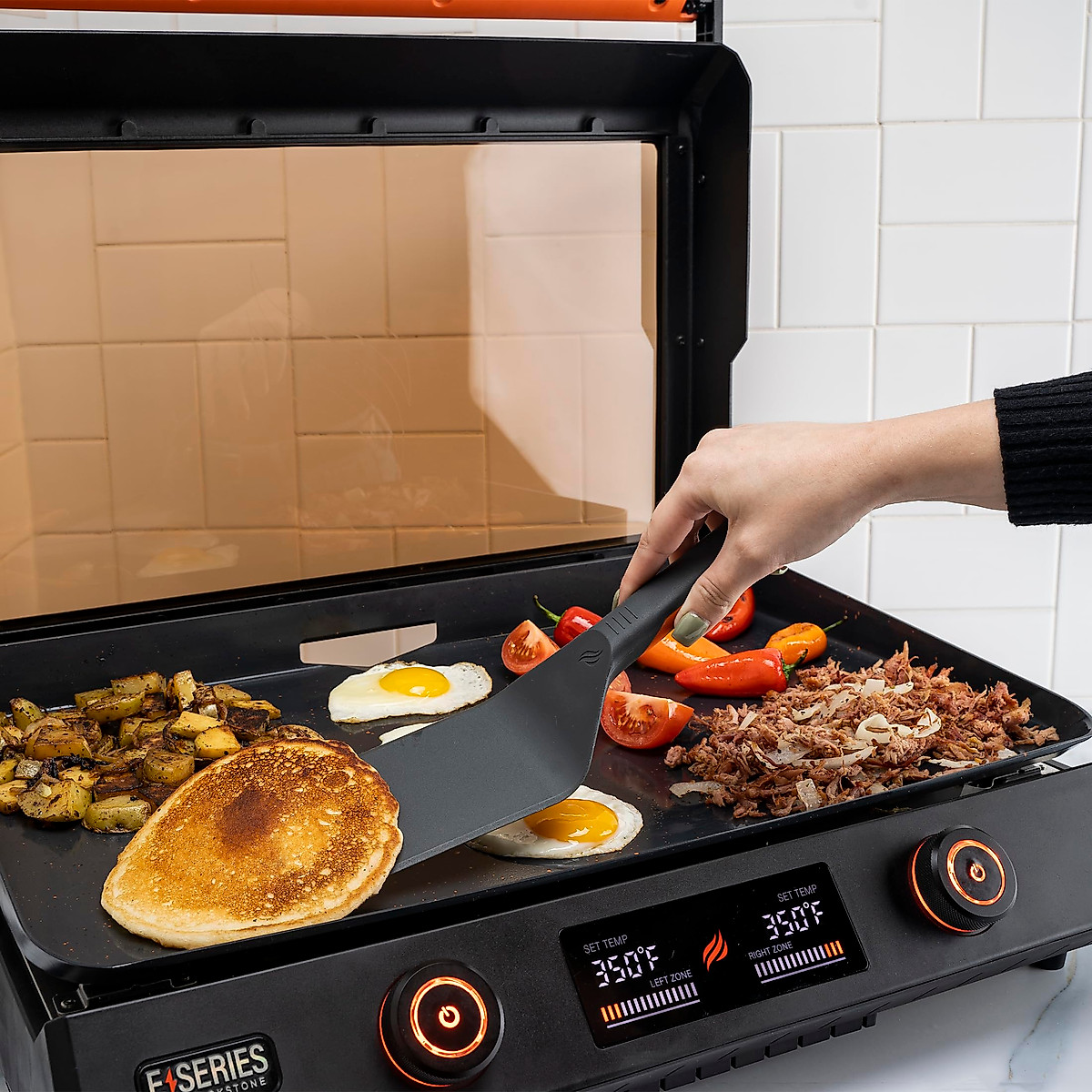 22 Inch Blackstone Electric Griddle Nonstick with Lid, 8001 E-Series Tabletop Large Griddle with Blackstone Griddle Accessories For Indoor and Outdoor Use and Blackstone Griddle Gloves Included