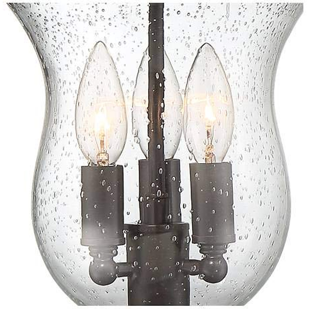 Carriage Traditional Outdoor Post Light Fixture LED Bronze 19" Clear Seedy Glass Decor Exterior House Porch Patio Outside Deck Garage Yard Garden Driveway Home Lawn Walkway - Franklin Iron Works