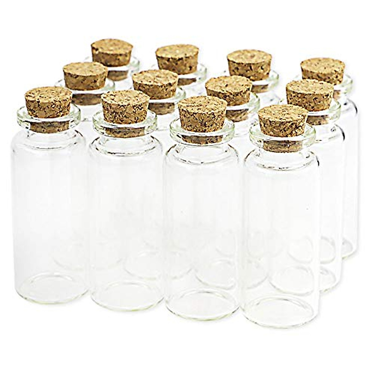 SUPERLELE Glass Bottles with Cork 48pcs 20ml Decorative Wish Bottles with 48pcs Eye Screws 3pcs Funnel