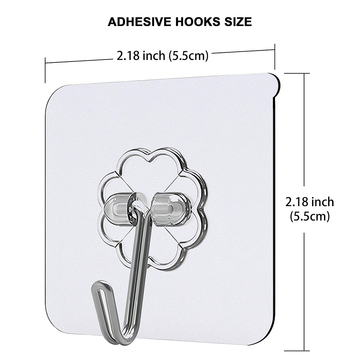 XCZYN Self Adhesive Hooks 24 Pcs Transparent Waterproof Sticky Hooks Hanging Heavy Duty on Smooth Surfaces Like Wall, Tiles, Glass, Metal for Home, Bathroom, Kitchen, Office and Outdoor (24, Clear)