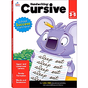 Carson Dellosa Cursive Handwriting Workbook for Kids, Grades 3-5 Cursive Letter Tracing Book, Cursive Handwriting Practice and Letter Tracing for Beginners Workbook for Homeschool or Classroom