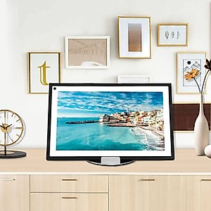 Aluminum Desktop Stand for Echo Show 15, Echo Show 15 Stand Swivel and Tilt, Adjustable and Foldable Stand with 360 Degree Rotatable Base, Multi-Angles, Easy Switch Device in Portrait and Landscape