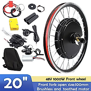 Qiucenmium Electric Bike Conversion Kit 20" 48V 1000W, Front/Rear Wheel E-Bike Conversion Kit with Powerful Controller and Thumb Throttle, Ebike Wheel Kit Cycling Hub Conversion Kit for Adults
